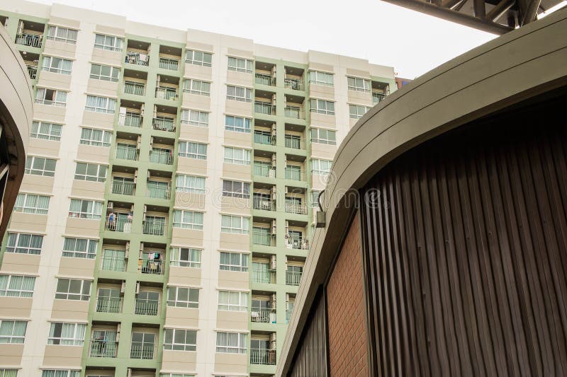 Residential Building in the Corner Stock Photo - Image of contemporary ...