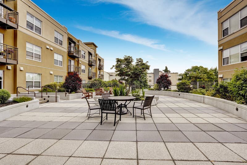 Residential Building with Courtyard. Stock Photo - Image of summer ...