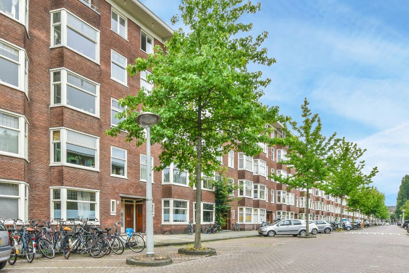 Residential Building Facade Stock Image - Image of residential, parking ...