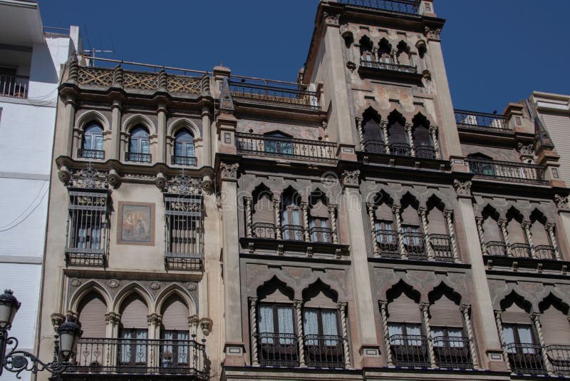 Residential Building Facade in Seville Stock Photo - Image of europe ...