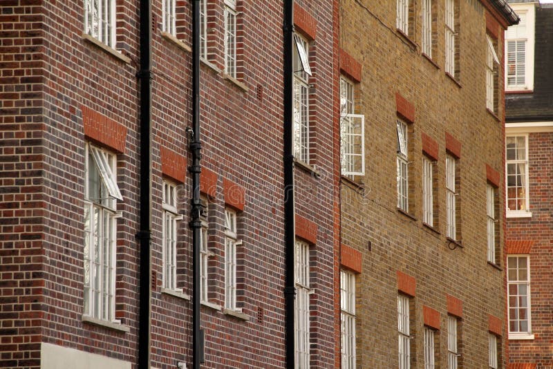 Residential Building Facade with Windows in London Stock Image - Image ...