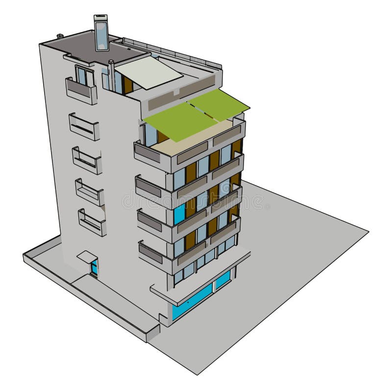 Residential Building, Illustration, Vector Stock Vector - Illustration ...