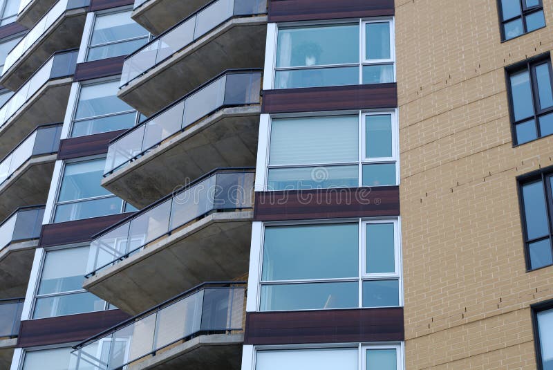 Modern Residential Building Apartment Condo Balcony Full Frame Stock ...