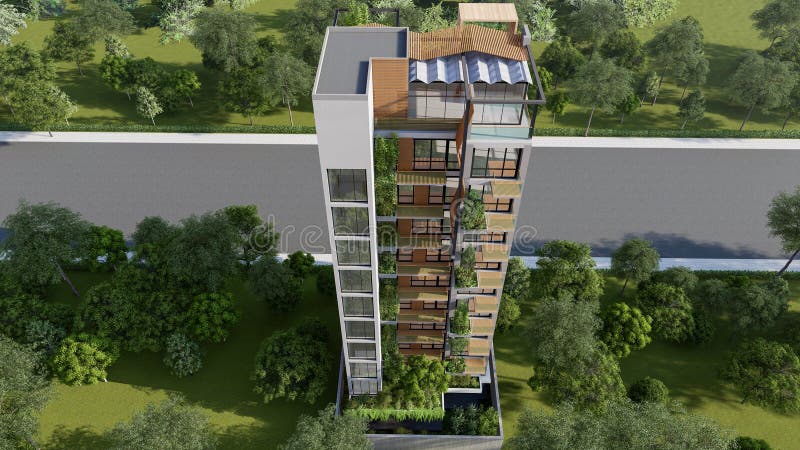 Residential Building Roadside with Top Sky View Glass Oriented House ...