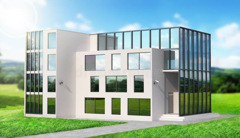 Residential Building on Sky Background. Exterior. Stock Illustration ...