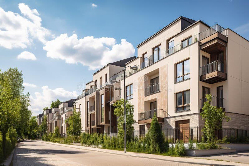 Residential Building in Suburban Area. Stock Illustration ...