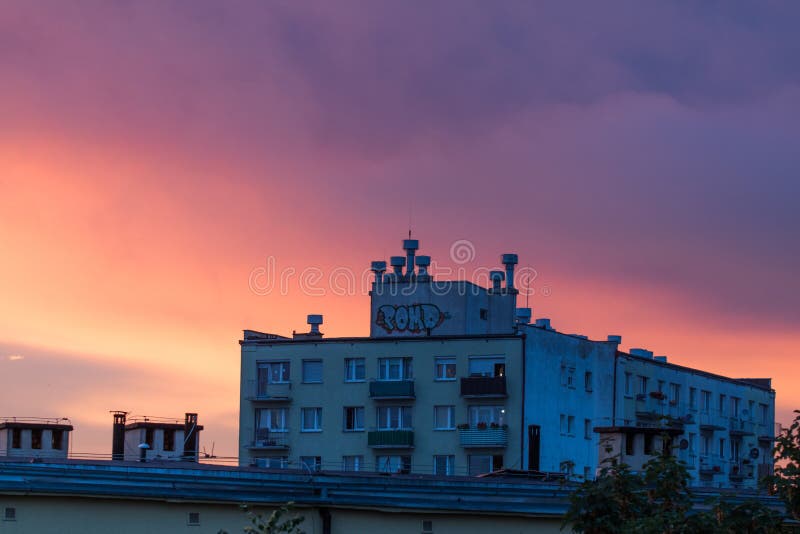 A Residential Building during Sunset Stock Image - Image of housing ...