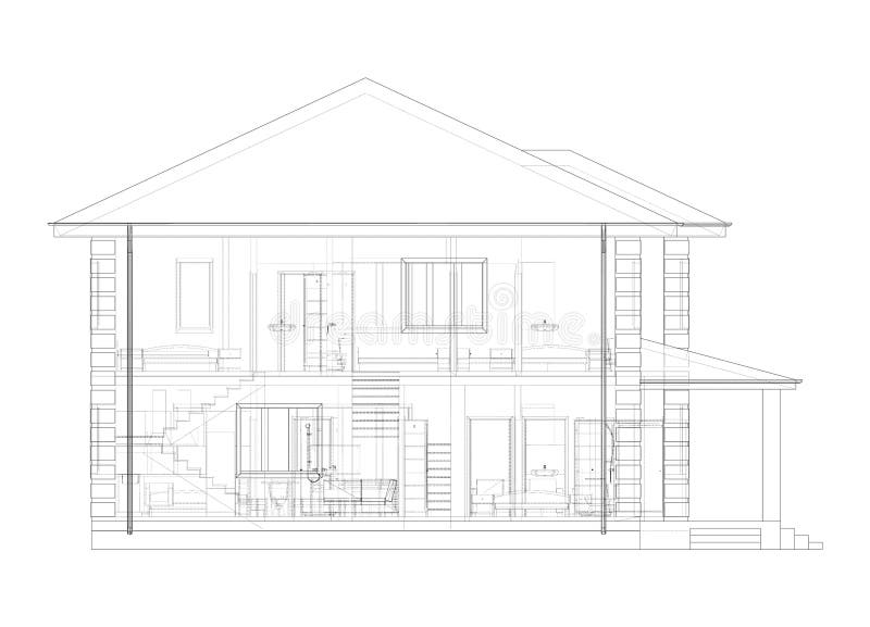 Residential Technical Drawing - Modern Home in 3D Render - Ai Generated ...