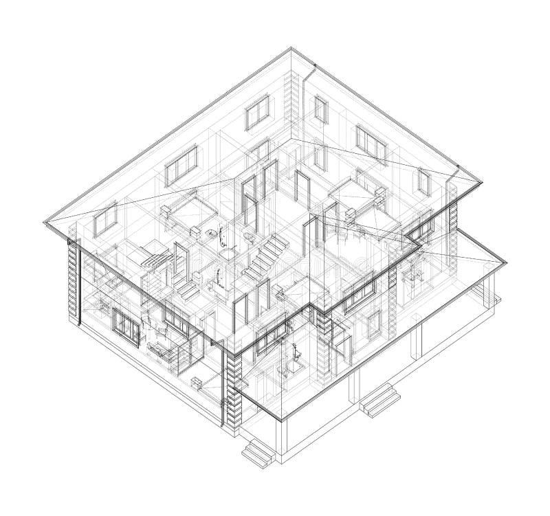 Residential Building Technical Drawing. Vector Stock Vector ...