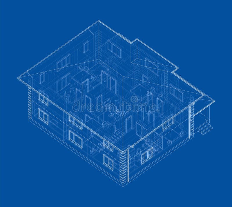 Residential Building Technical Drawing. Vector Stock Vector ...