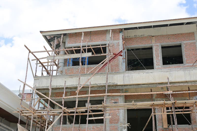 The Residential Building Under Construction Stock Image - Image of work ...