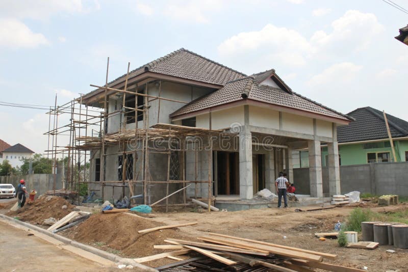 House Under Construction in Depok Indonesia Stock Illustration - Illustration of modern ...