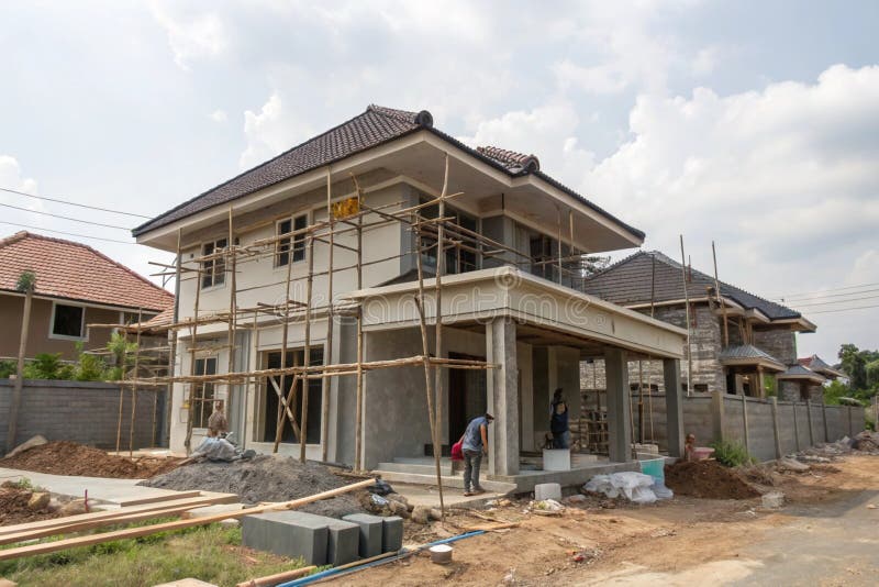 House Under Construction in Depok Indonesia Stock Illustration - Illustration of foundation ...