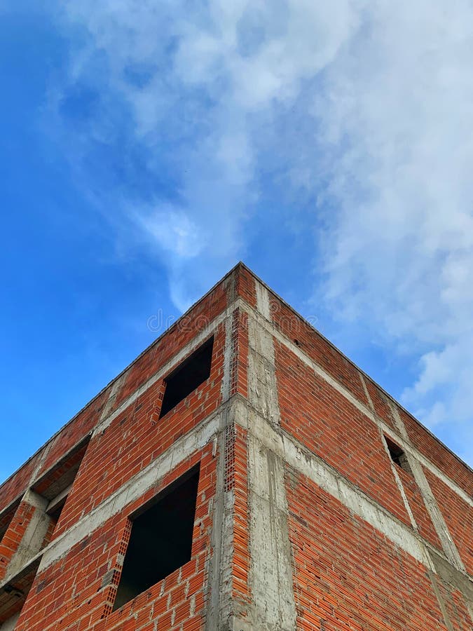 Residential Building Under Construction Made of Bricks and Cement ...