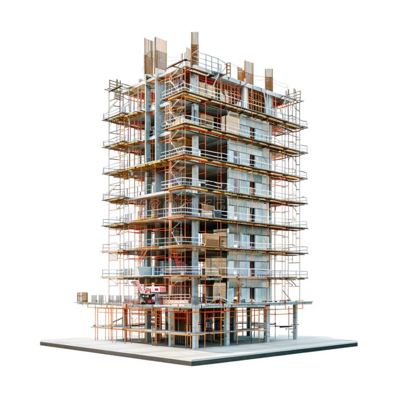 Residential Building Under Construction on Transparent Background - Ai ...