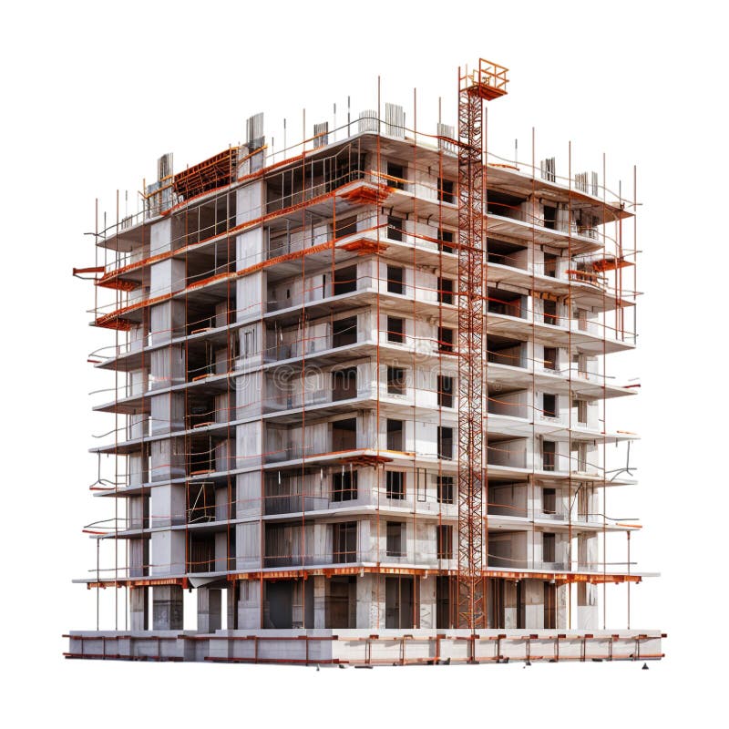 Residential Building Under Construction on Transparent Background - Ai ...