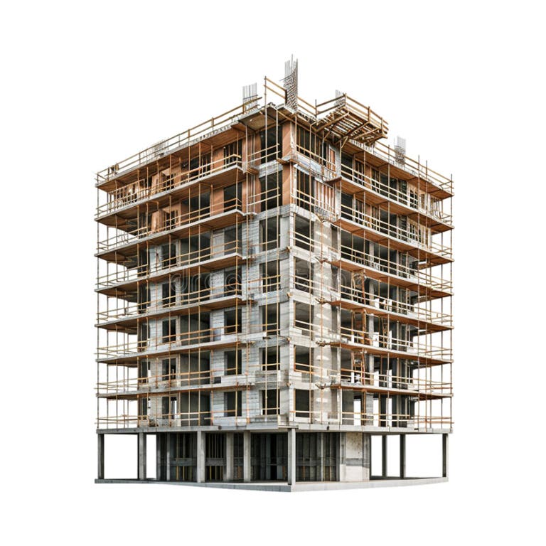 Residential Building Under Construction on Transparent Background - Ai ...