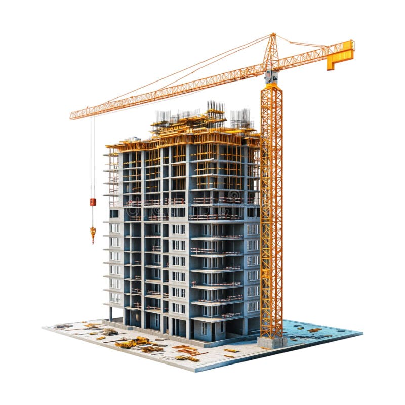 Residential Building Under Construction on Transparent Background - Ai ...