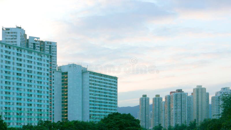 Residential Buildings Cityscape, Cloudscape and Sky Stock Photo - Image ...