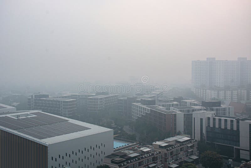 Residential Buildings are Covered with Pollution Dust Stock Photo ...