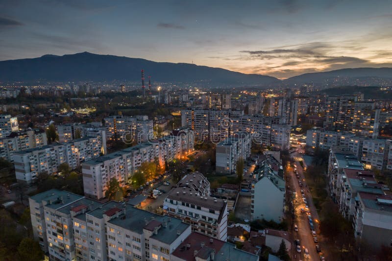 Residential Buildings in Sofia, Bulgaria at Dusk Stock Photo - Image of ...