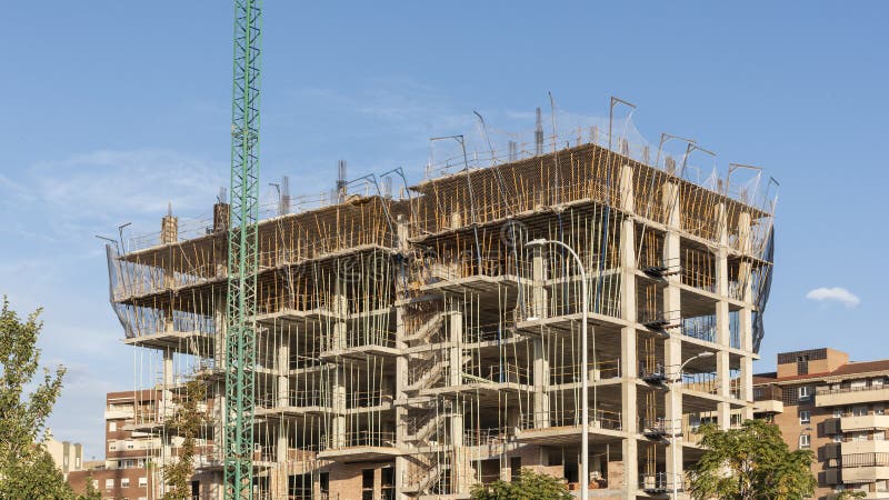 Residential Buildings Under Construction with Large Cranes Stock Image ...