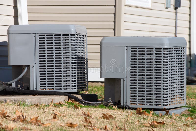 Residential Central Air Conditioning Unit Large Stock Photo - Image of ...