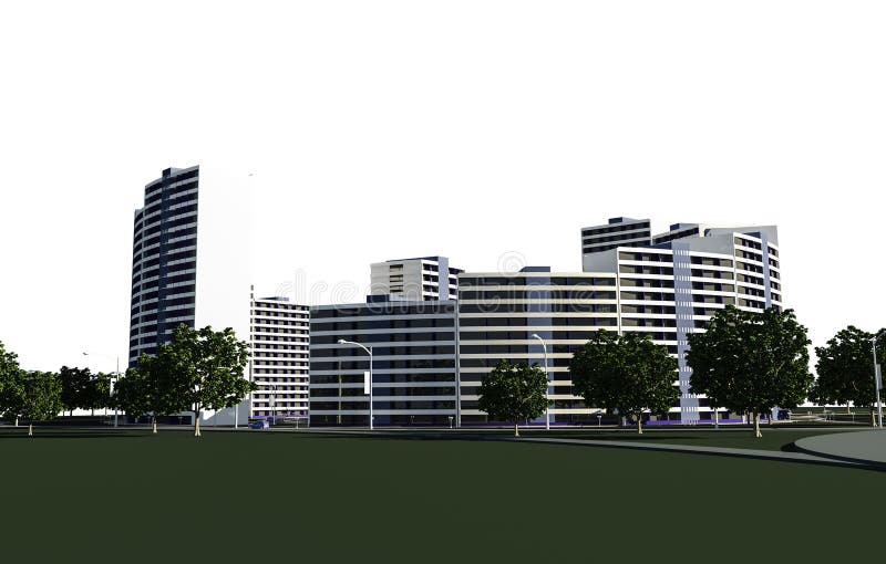 Residential Complex 3D Render Stock Illustration - Illustration of ...