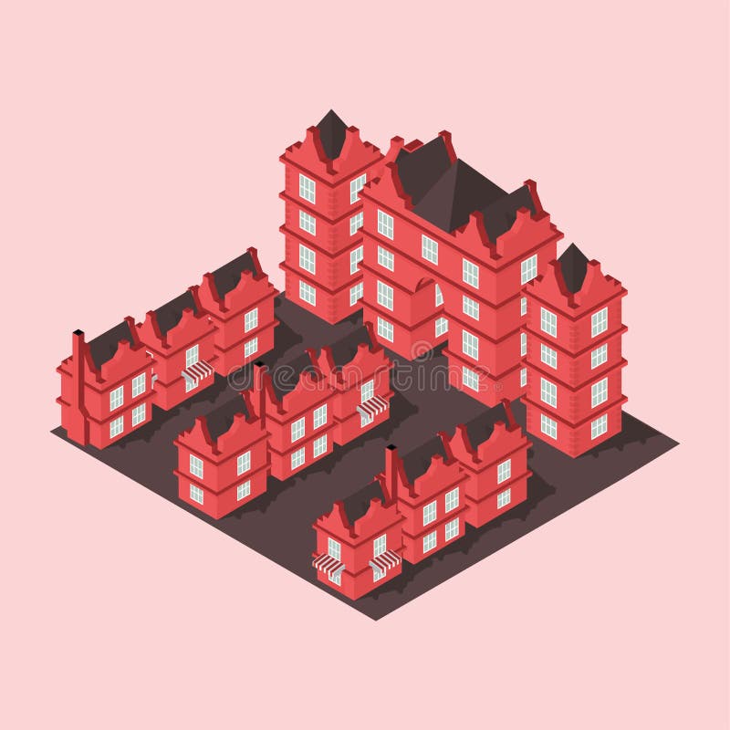 Residential Complex Isometric Stock Illustration - Illustration of home ...