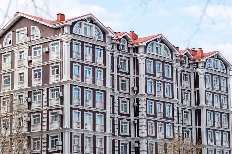 Residential Complex in Kyiv in British Style. Exterior of a Multi-story ...
