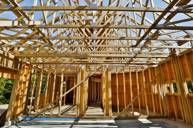 Residential Construction Site Wood Framing Exterior Home Builoding ...