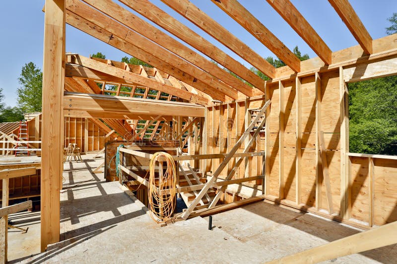 Residential Construction Site Wood Framing Exterior Home Builoding ...