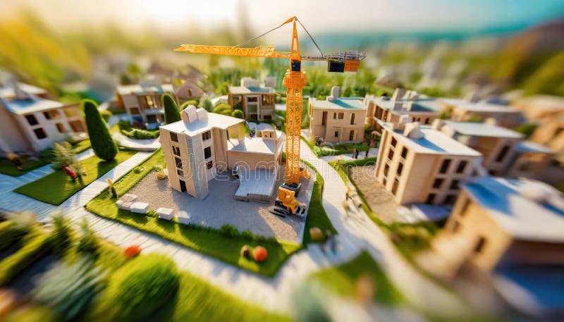 Residential District Under Construction, Apartment Building Development ...