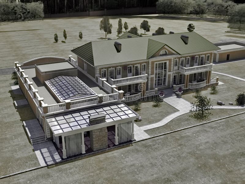 Residential Estate Complex stock illustration. Illustration of doors ...