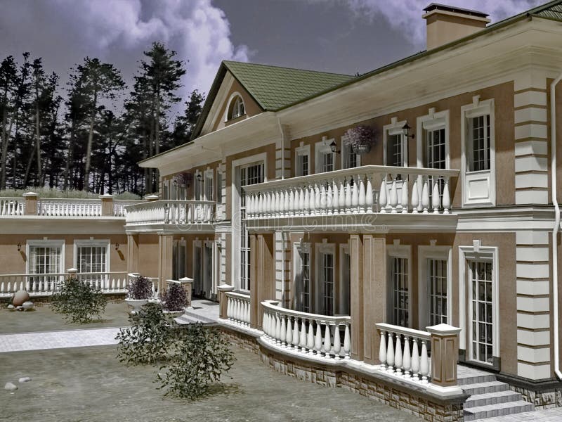 Residential Estate Complex stock illustration. Illustration of cottage ...