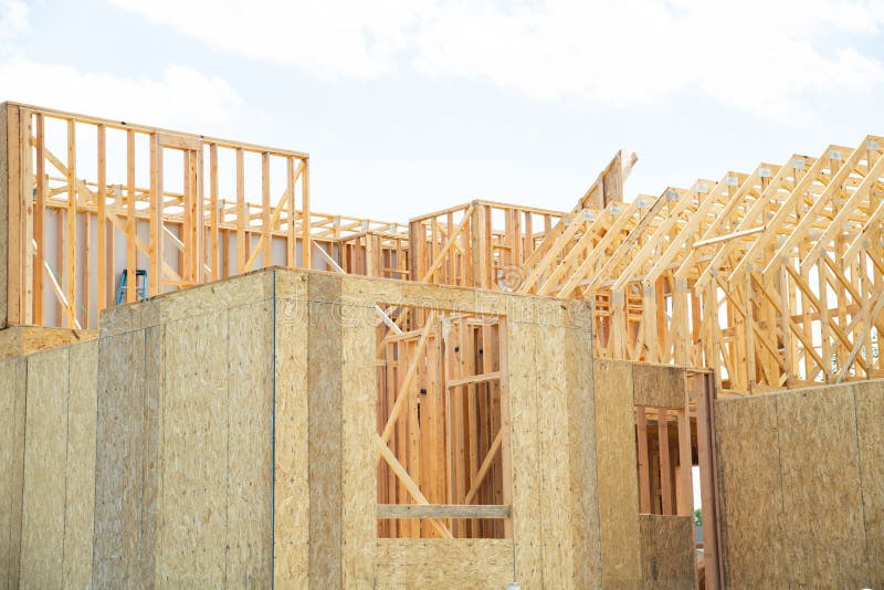 A Residential Frame House Construction Project Showing the Engineered ...