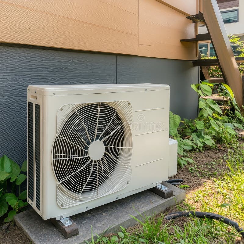 Residential Heat Pump Unit for Home Climate Control, Installed Outdoors ...