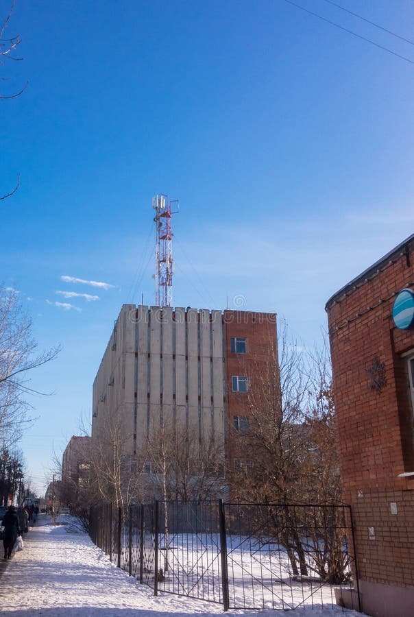 Residential Home with an Installed Cell Tower Stock Image - Image of ...