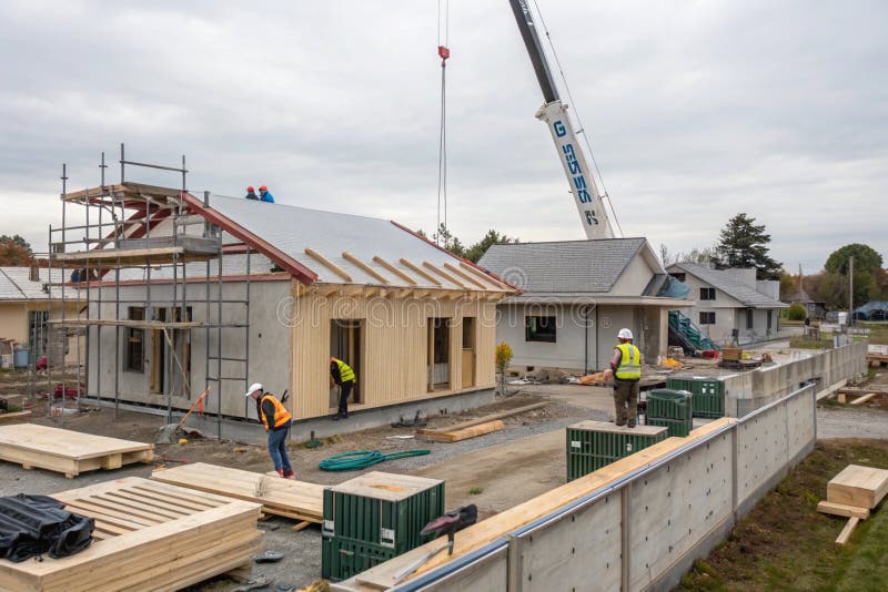 New Residential Construction with Prefabrication System Stock ...
