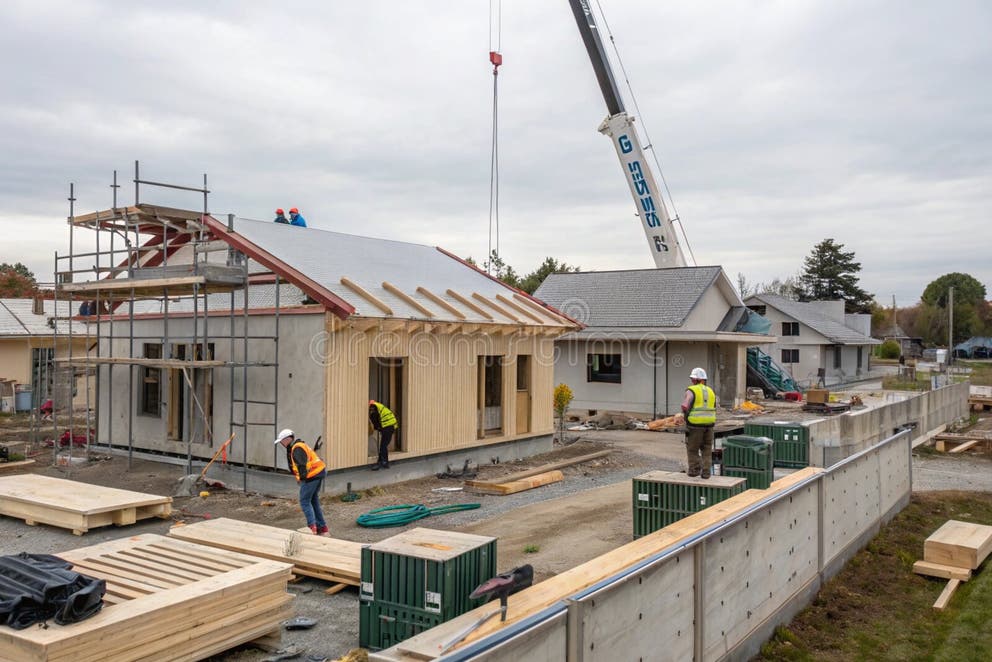 New Residential Construction with Prefabrication System Stock ...