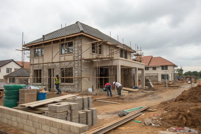 Residential House Construction in Progress Stock Illustration ...