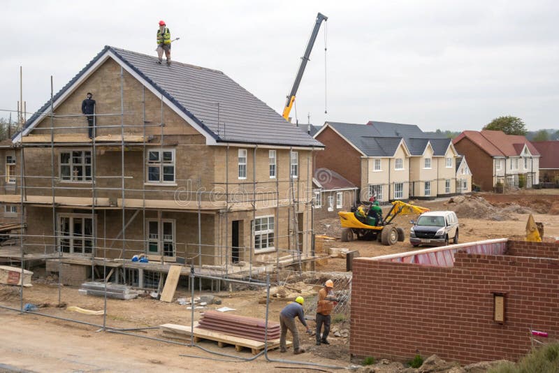 Residential House Construction in Progress Stock Illustration ...