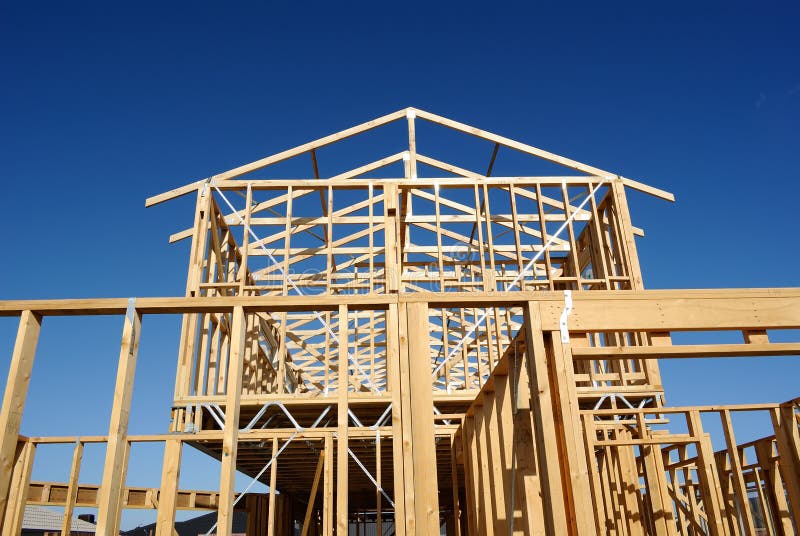 Residential House Construction Stock Image - Image of lumber, carpentry ...