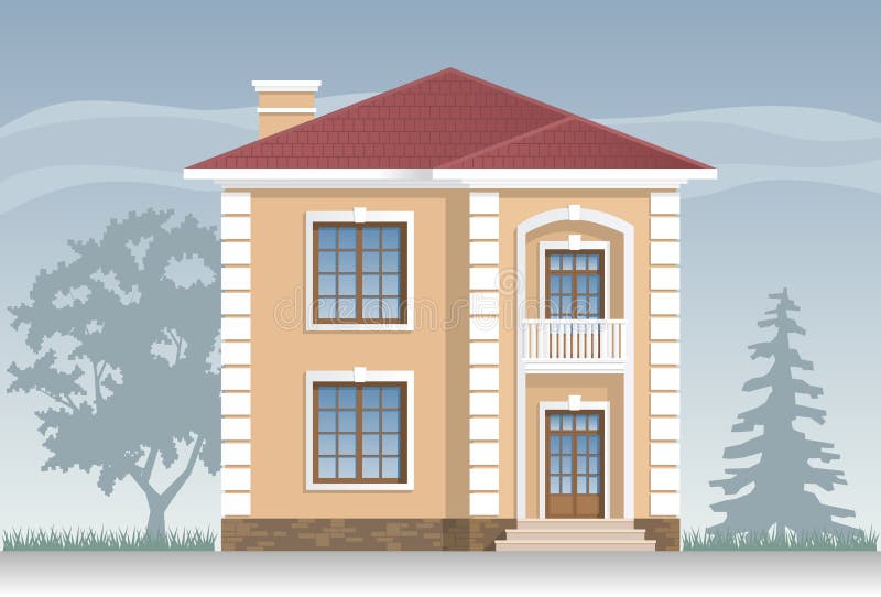 Residential house facade stock vector. Illustration of creative - 43193501