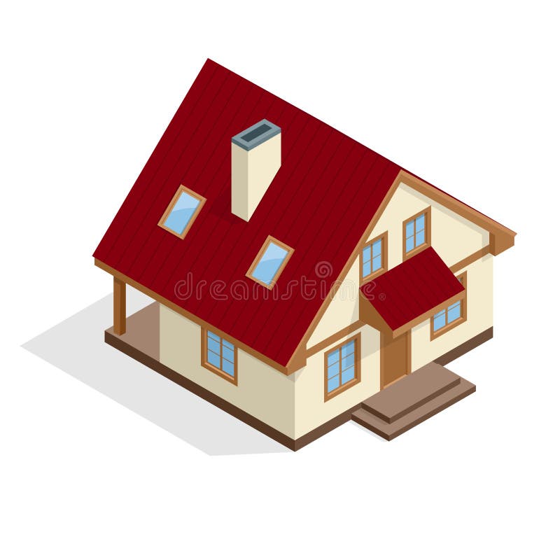 Residential House Flat 3d Vector Isometric Illustration. Stock Vector ...