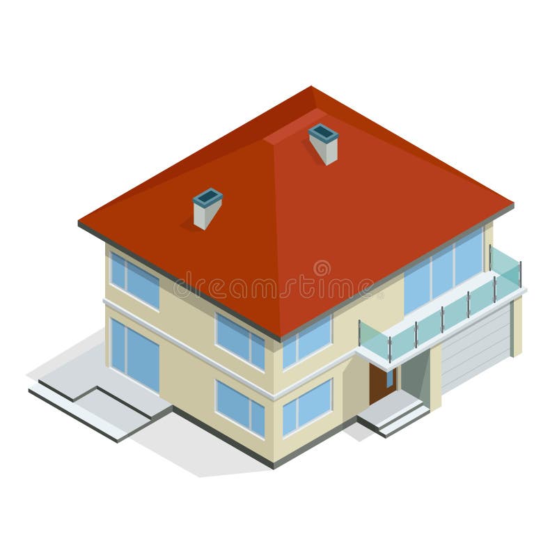 Residential House Flat 3d Vector Isometric Illustration. Stock Vector ...