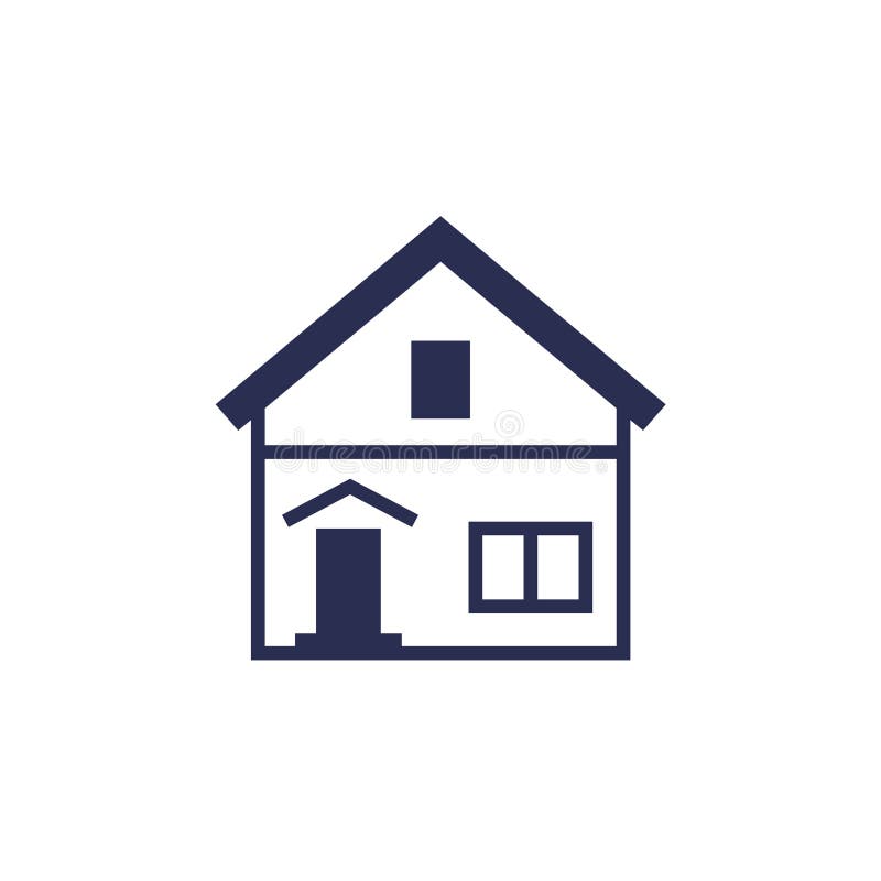 Residential House Icon on White Stock Vector - Illustration of suburbia ...