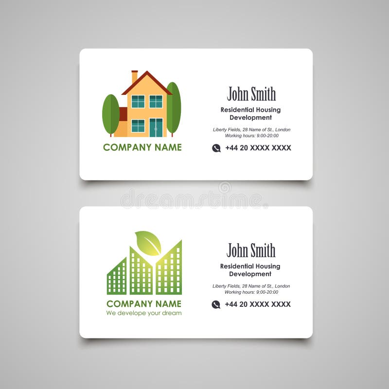 Residential Housing Developing or Rent Business Card Template Stock ...