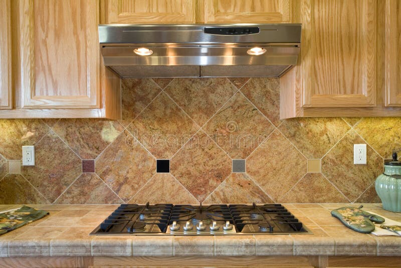 Residential Kitchen Cooking Area Stock Photo - Image of cooktop ...