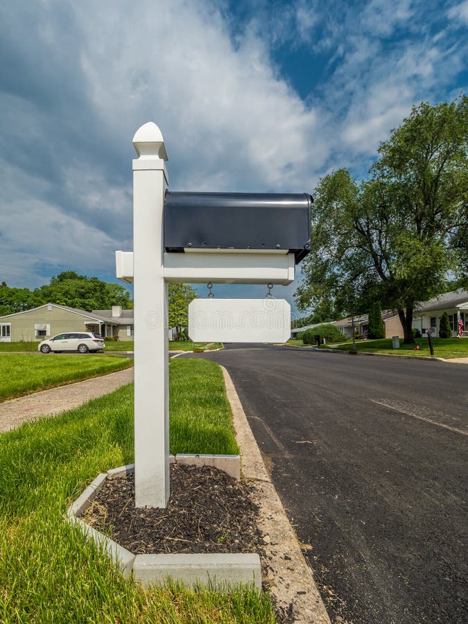 Residential Mailbox at the Quiet Street Stock Image - Image of envelope ...